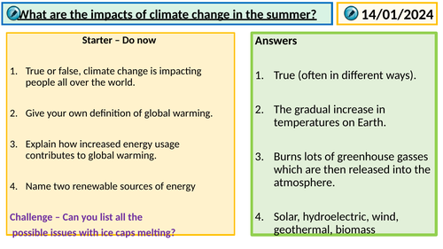 Key stage 3 Climate Change SOW new 2024 | Teaching Resources