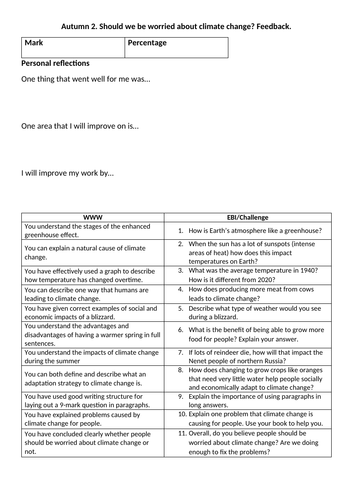 Key stage 3 Climate Change SOW new 2024 | Teaching Resources