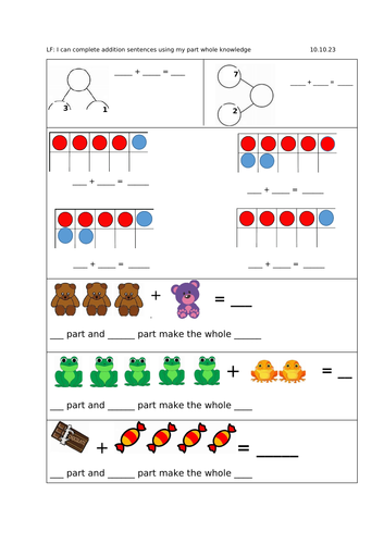 Part part whole addition | Teaching Resources