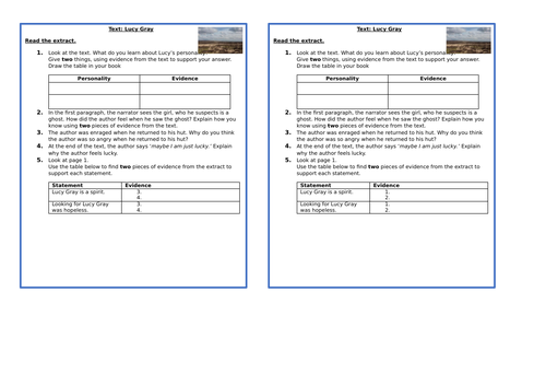 Year 6 Sats Style Comprehension Questions Lucy Gray Teaching Resources