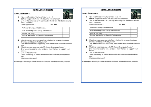 Year 6 Sats Style Comprehension Questions Lonely Hearts Teaching