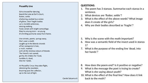 Unseen poetry comprehension and analysis activities | Teaching Resources