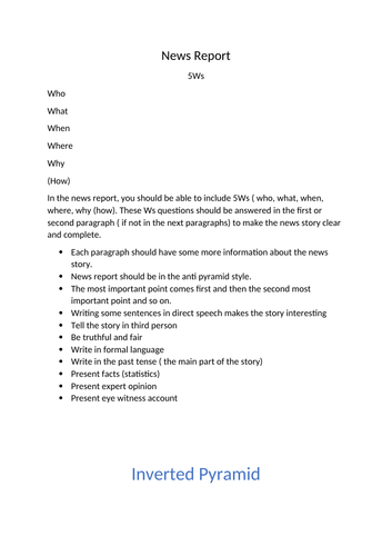 Writing News Report | Teaching Resources
