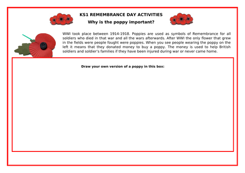 KS1 Remembrance Day Poppy Activity | Teaching Resources