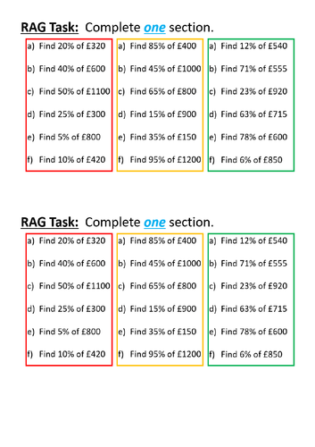 Percentage of Amount | Teaching Resources