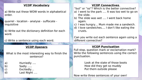 VCOP morning starter slides | Teaching Resources