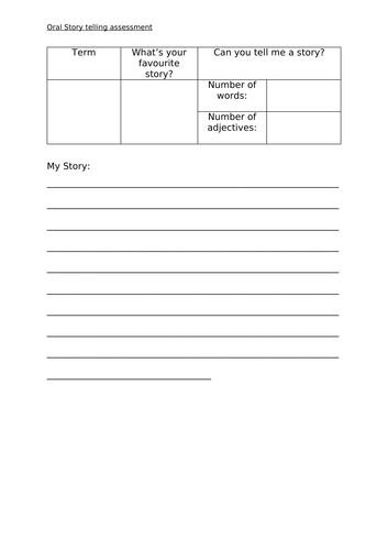 Talk for Writing EYFS Story telling assessment sheet | Teaching Resources