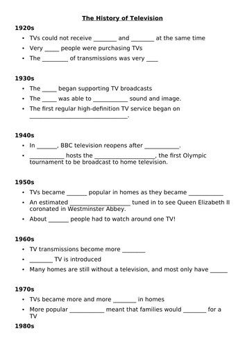 Media studies - History of Television | Teaching Resources