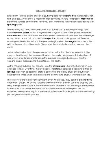 'How are volcanoes formed?’ - Explanation Text - Talk for Writing Style ...