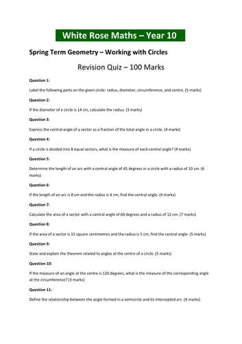 WRM Stretch & Challenge Bundle Quizzes & Exams Year 10 Geometry Spring ...