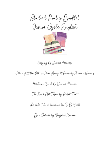 Junior Cycle Poetry Study Booklet | Teaching Resources