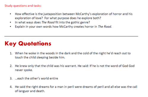 Cormac McCarthy's The Road Study Guide | Teaching Resources