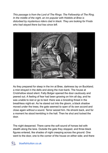 11 Plus/ KS3 Lord of the Rings comprehension | Teaching Resources