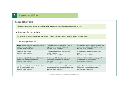 Ancient Egypt - Newspaper Report Writing (Tutankhamun's Tomb ...