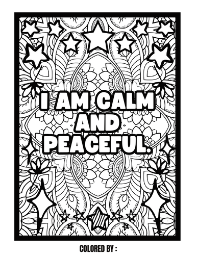Calm Down Corner Coloring Sheet, Mindful and Cool Down Affirmations For ...