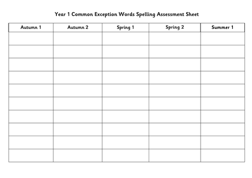 Year 1 Common Exception Word Home Learning Assessment Pack | Teaching ...