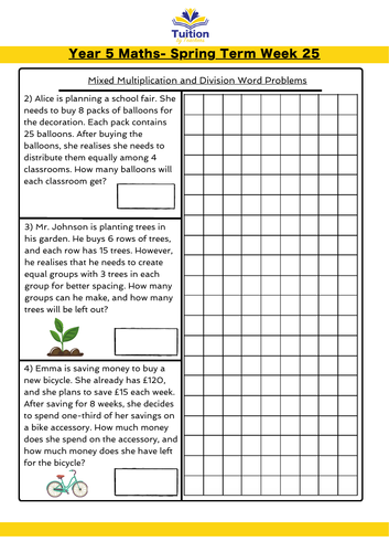 Year 5 - Mixed Multiplication and Division Word Problems | Teaching ...