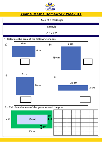 Year 5 - Area of Rectangles and Compound Shapes | Teaching Resources