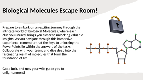 Biological Molecules Escape Room AS Biology | Teaching Resources