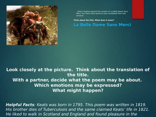 La Belle Dame sans Merci Guided Reading | Teaching Resources