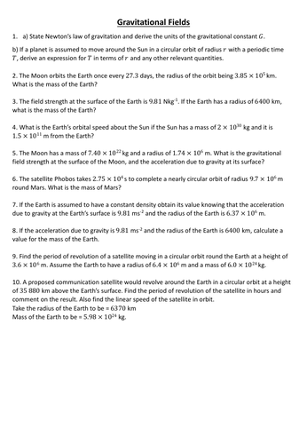 AQA Unit 9: Gravitational Fields 1 (A-Level) | Teaching Resources