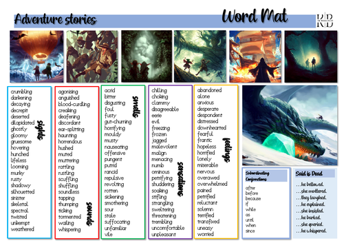 Adventure Stories Word Mat | Teaching Resources