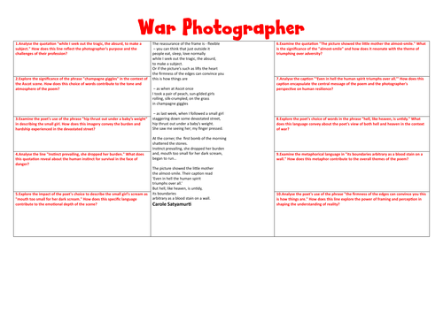 EdExcel Conflict Poetry Revision Booklet | Teaching Resources