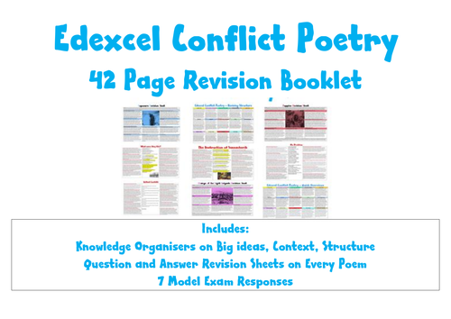 EdExcel Conflict Poetry Revision Booklet | Teaching Resources