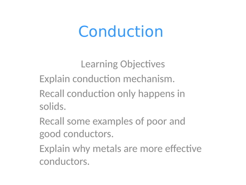 P2.1 Energy transfer by conduction | Teaching Resources