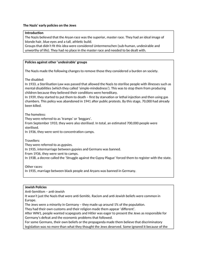 Nazi Policies on Jews 1933-39 – Germany Part 4 - IGCSE History – Paper ...