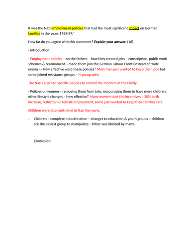 Nazi Policies 1933-39 Revision - Germany Part 4 - IGCSE History – Paper ...