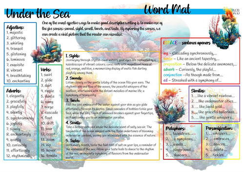 Under the Sea Word Mat | Teaching Resources