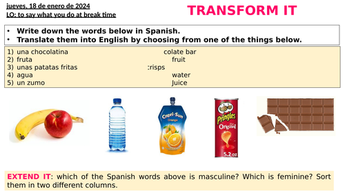 Viva 1 - Unit 3.4 Durante el recreo | Teaching Resources