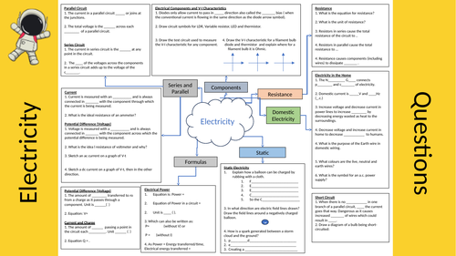 KS4 GCSE Physics Electricity Mindmap - with blanks and answers ...