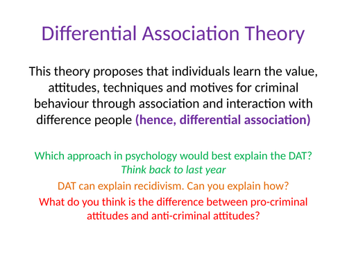 Differential Associate Theory - Psychological explanations Forensic ...
