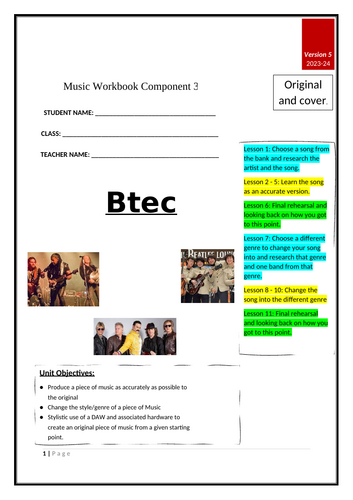 btec level 1/level 2 tech award in music practice Component 3 task 1 ...
