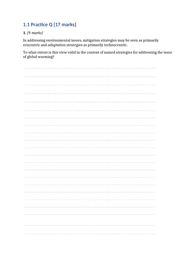 ESS 1.1 Environmental Value Systems | Teaching Resources ESS 1.1 Environmental Value Systems | Teaching Resources
