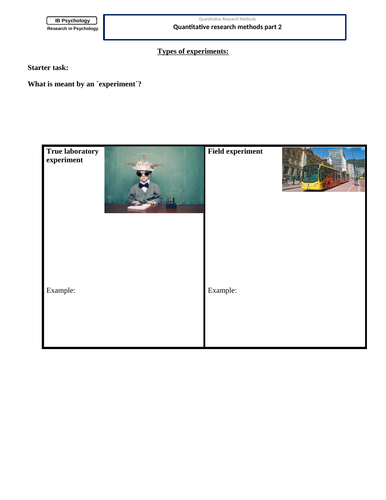IB Psychology: Quantitative research methods | Teaching Resources