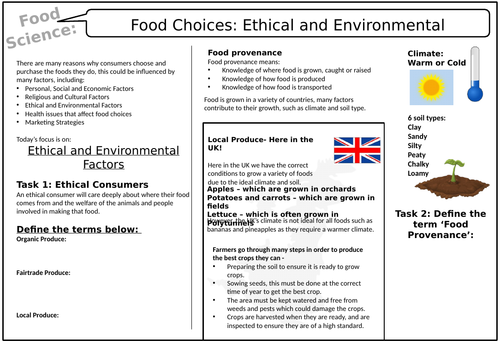 Food Choices: Ethical and Environmental Factors Worksheets | Teaching ...