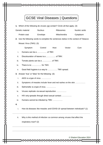 GCSE Biology - Viral Diseases Practice Questions | Teaching Resources