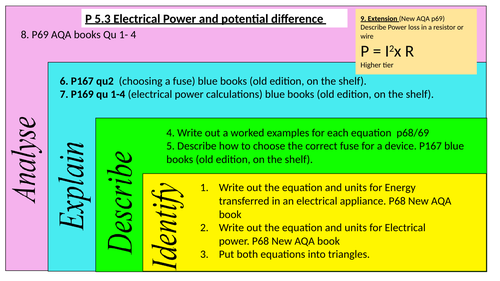 P5.3 Electrical power and potential difference | Teaching Resources