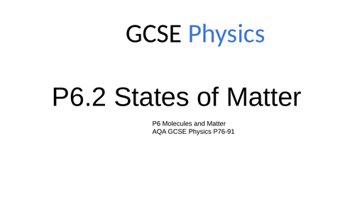 P6.2 States of matter | Teaching Resources