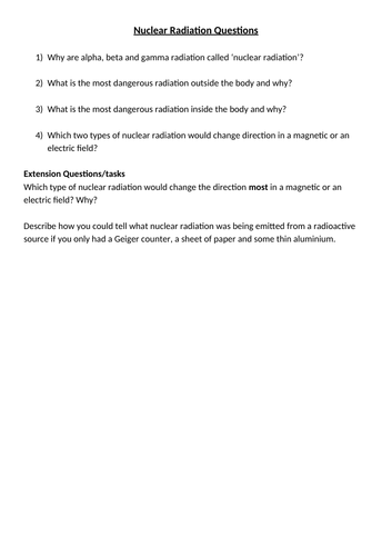 P7.1 Atoms and radiation | Teaching Resources
