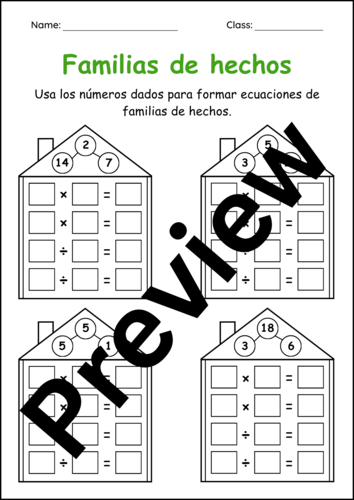 Fact Families in spanich - Multiplicación y división de familias de ...