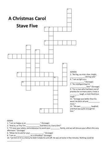 A Christmas Carol Quote Revision Crosswords | Teaching Resources