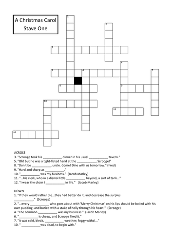 A Christmas Carol Quote Revision Crosswords | Teaching Resources