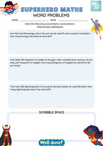 Superhero Maths Word Problems Bundle | Teaching Resources