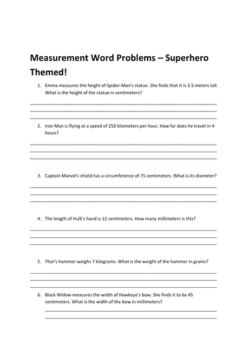 Maths Measurement Word Problems – Superhero Themed! | Teaching Resources