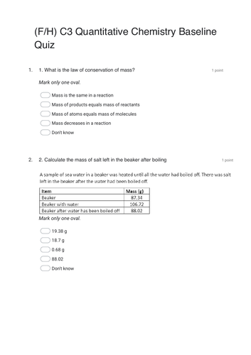 Relative Formula Mass: AQA GCSE Chemistry C3 | Teaching Resources