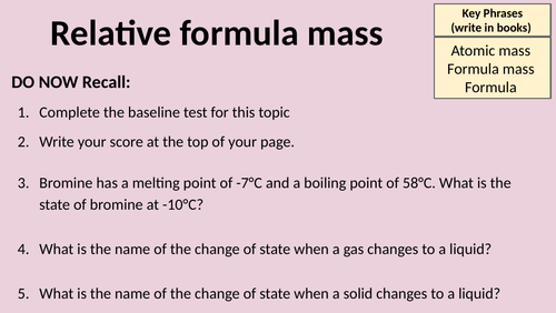 Relative Formula Mass: AQA GCSE Chemistry C3 | Teaching Resources